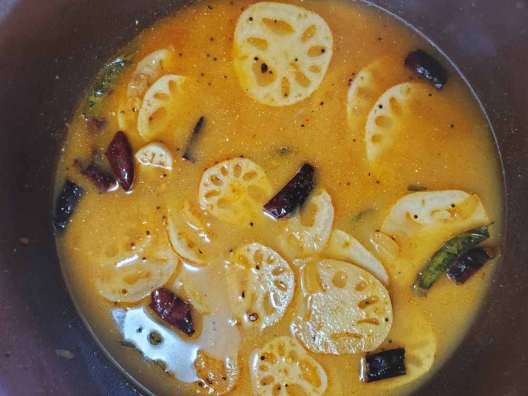 Vegan lotus root curry - Hungry Lankan