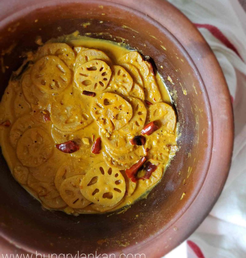 Vegan lotus root curry - Hungry Lankan